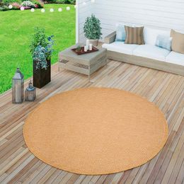 Paco Home Teppich »Timber 125« rund 4 mm Höhe Flachgewebe, Sisal Optik, In- und Outdoor geeignet, Wohnzimmer gelb Obermaterial: 100% Polypropylen Ø...