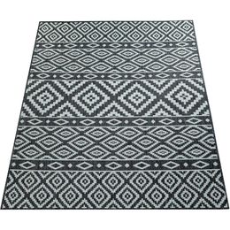 Paco Home Teppich &raquo;Coco 201&laquo; rechteckig 4 mm H&ouml;he Flachgewebe, Rauten Design, In- und Outdoor geeignet, Wohnzimmer schwarz Obermaterial: 100%...