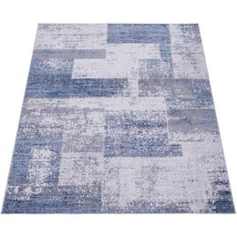 Paco Home Teppich »Bari 873« rechteckig 13 mm Höhe Kurzflor, Patchwork Design, Used-Look blau Obermaterial: 90% Polypropylen, 10% Polyester B : 200...