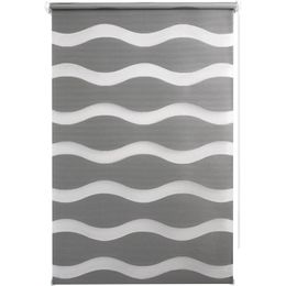 GOOD LIFE Doppelrollo &raquo;WAVE&laquo; Lichtschutz ohne Bohren stein Obermaterial: 75% Polyester, 15% Kunststoff, 10% Metall 150 cm