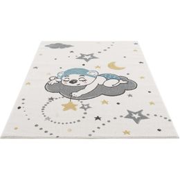Carpet City Kinderteppich »Anime9385« rechteckig 11 mm Höhe Babyteppich, Sterne, Mond, Nachthimmel, Weicher Flor, Pflegeleicht creme Obermaterial:...