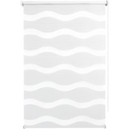 GOOD LIFE Doppelrollo &raquo;WAVE&laquo; Lichtschutz ohne Bohren wei&szlig; Obermaterial: 75% Polyester, 15% Kunststoff, 10% Metall 150 cm