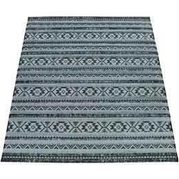 Paco Home Teppich »Eupen 472« rechteckig 22 mm Höhe Hoch-Tief-Struktur, Rauten Muster, gestreift, In- und Outdoor geeignet schwarz Obermaterial:...