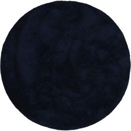 CarpetFine Teppich &raquo;Silky&laquo; rund 20 mm H&ouml;he Shaggy, Langflor, uni, besonders weich, handarbeit blau Obermaterial: 100% Polyester &Oslash; 120 cm 1 Stk.
