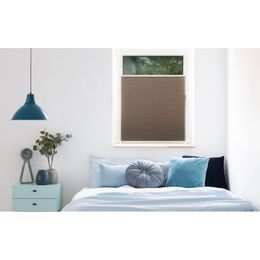 mydeco Plissee &raquo;Free&laquo; Lichtschutz ohne Bohren verspannt taupe + wei&szlig; Obermaterial: 100% Polyester 130 cm