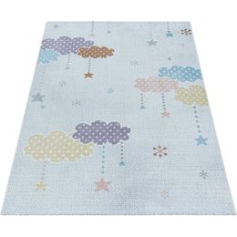 Ayyildiz Teppiche Kinderteppich »LUCKY 3611« rechteckig 11 mm Höhe Kinder Wolken Sterne Motivteppich white Obermaterial: 100% Polypropylen B : 160...