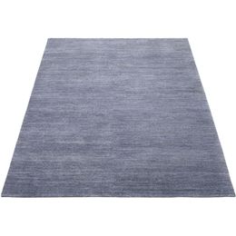 OCI DIE TEPPICHMARKE Teppich »HIMALI UNI« rechteckig 5 mm Höhe handgeknüpft, hochwertige Wolle, fußwarm, Wohnzimmer grau/blau Obermaterial: 100%...