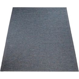 Paco Home Teppich &raquo;Quebec 135&laquo; rechteckig 4 mm H&ouml;he Flachgewebe, meliert, mit Bord&uuml;re, In- und Outdoor geeignet blau Obermaterial: 100%...