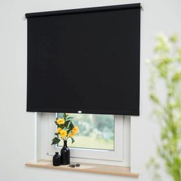 Liedeco Springrollo &raquo;Uni&laquo; verdunkelnd Perlreflex-beschichtet mit Bohren freih&auml;ngend Rollo Hergestellt in Deutschland schwarz Obermaterial: 95%...