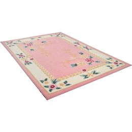 Theko Teppich &raquo;Versailles&laquo; rechteckig 11 mm H&ouml;he mit Bord&uuml;re, ideal im Wohnzimmer & Schlafzimmer rosa Obermaterial: 100% Nylon B : 195 cm 1 Stk.