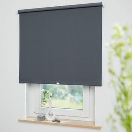 Liedeco Springrollo &raquo;Uni&laquo; verdunkelnd Perlreflex-beschichtet mit Bohren freih&auml;ngend Rollo Hergestellt in Deutschland dunkelgrau Obermaterial: 95%...