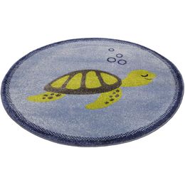 Esprit Kinderteppich »Turtle ESP-40170« rund 13 mm Höhe Kurzflorteppich mit Schildkröten Motiv blau Obermaterial: 100% Polypropylen B : 80 cm Ø...
