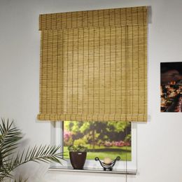 Liedeco Seitenzugrollo leicht perforiert mit Bohren naturfarben Obermaterial: 100% Holz 170 cm