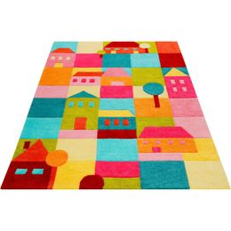 Smart Kids Kinderteppich &raquo;Poppy Town&laquo; rechteckig 9 mm H&ouml;he Spielteppich Stadt, Konturenschnitt bunt Obermaterial: 100% Polyester B : 120 cm 1 Stk.