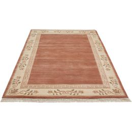LUXOR living Wollteppich &raquo;Adour&laquo; rechteckig 18 mm H&ouml;he reine Wolle, handgekn&uuml;pft, mit Bord&uuml;re und Fransen, Wohnzimmer altrosa Obermaterial: 100%...
