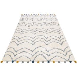 Esprit Kinderteppich »Circus ESP-2209« rechteckig 25 mm Höhe Rundteppich aus Baumwolle mit besonderen bunten Fransen beige/blau Obermaterial: 100%...