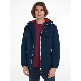 Outdoorjacke Tommy Jeans "TJM PADDED SOLID CHICAGO EXT", Herren, Gr. M, blau (schwarz night navy), Web, Obermaterial: 100% Polyamid. Futter: 100% Polyester. Wattierung: 100% Polyester, casual, regular fit, Langarm mit innenliegendem Gummizug, Jacken, mit Logoprägung