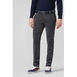 Chinos MEYER "Roma", Herren, Gr. 23, Normalgrößen, grau (anthrazit), 55% Polyester;42% Schurwolle;3% Elasthan, unifarben, regular fit lang, Hosen, mit Stretch-Dehnbund