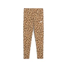 Leggings Puma "Essentials Animal Leggings Mädchen", Damen, Gr. 116, Normalgrößen, beige (light sand beige), Obermaterial: 95% Baumwolle, 5% Elasthan, bedruckt, eng, Hosen