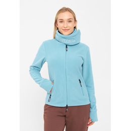 Fleecejacke Bench. "FUNNEL", Damen, Gr. L (40), blau (türkis, silber), Fleece, Obermaterial: 100% Polyester, Glanzfaden, unifarben, casual, schmal, Langarm, Jacken, mit Glitzerstickerei