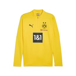 T-Shirt Puma "Borussia Dortmund Trainingstop mit viertellangem Reißverschluss", Herren, Gr. L, gelb (faster gelb schwarz), 100% Polyester, slim fit, Kurzarm, Shirts