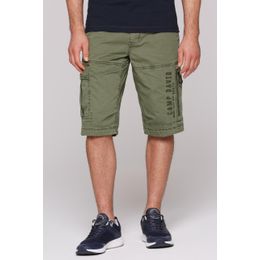 Cargoshorts CAMP DAVID, Herren, Gr. L, Normalgrößen, grün, Material: 100% Baumwolle, bestickt, casual, lässig geschnitten knielang, Hosen, mit Bindeband