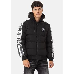 Cipo & Baxx Winterjacke CIPO & BAXX "Jacke", Herren, Gr. L, schwarz, 100% Polyester, unifarben, regular fit normal, Jacken Winterjacke, mit Kapuze