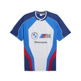 T-Shirt Puma "BMW M Motorsport Lifestyle Trikot Herren", Herren, Gr. L, blau (pro blau m color), Obermaterial: 100% Polyester; Kragen: 97% Polyester, 3% Elasthan; Seitenpartie: 100% Polyester, bedruckt, relaxed fit, Rundhals, Langarm, Shirts