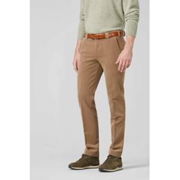 Chinos MEYER "Roma", Herren, Gr. 23, Normalgrößen, braun (camel), 55% Polyester;42% Schurwolle;3% Elasthan, unifarben, regular fit lang, Hosen, mit Stretch-Dehnbund