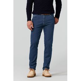 Chinos MEYER "Chicago", Herren, Gr. 23, Normalgr&ouml;&szlig;en, blau (blau, stone), 92% Baumwolle, 6% Polyester, 2% Elasthan, unifarben, regular fit lang, Hosen, mit Dehnbund