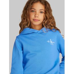 Kapuzensweatshirt Calvin Klein Jeans "SMALL MONOGRAM HOODIE", Jungen, Gr. 12 (152), blau (mesmerizing blau), Sweatware, Obermaterial: 100% Baumwolle, casual, regular fit, Langarm, Sweatshirts, für Kinder bis 16 Jahre und mit Logoschriftzug