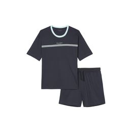 Marc O'Polo Shorty MARC O'POLO "Mix & Match Cotton", Damen, Gr. L, blau (schwarz navy), Jersey, Obermaterial: 100% Baumwolle, unifarben, casual, figurumspielend ca. Mitte Oberschenkel, Rundhals, Kurzarm gerader Abschluss, Homewear-Sets, bestehend aus T-Shirt und Shorts