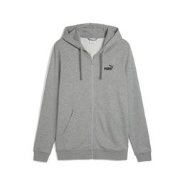 Sweatjacke Puma "Essentials No. 1 Logo Kapuzenjacke Herren", Herren, Gr. 4XL, grau (medium gray heather), Obermaterial: 32% Polyester, 68% Baumwolle; Kapuzenfutter: 100% Baumwolle; Rippe: 97% Baumwolle, 3% Elasthan, Sweatjacken