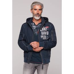 Outdoorjacke CAMP DAVID, Herren, Gr. 4XL, blau (deep water), Material: 100% Baumwolle, Futter: 100% Polyester, bestickt, casual, lässig geschnitten normal, Langarm eingesetzt Rippbündchen, Jacken, mit Ärmeltasche