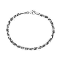 Armband "Kordelkette massiv, Silber 925" Gr. 21, silber, Giorgio Martello MILANO, Armbänder, Herren, 21cm, Silber 925 (Sterlingsilber)