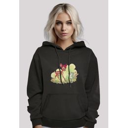 Kapuzenpullover F4NT4STIC "Disney Bambi Disney Bambi & Thumper Playing", Damen, Gr. L, schwarz, Obermaterial: 65% Baumwolle, 35% Polyester, casual, relaxed fit, Langarm, Pullover, Premium Qualität