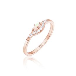 Elli Verlobungsring »Ring Vintage Design Zirkonia Marquise Opal 925er Silber« Rosegold 58 mm Eleganter Ring aus 925er Sterling Silber
