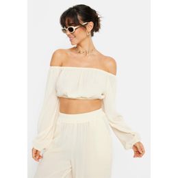 Lscn By Lascana Damen LSCN by LASCANA Carmenbluse in verk&uuml;rzter L&auml;nge beige 40