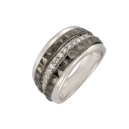 Celesta Fingerring »Silber 925 rhodiniert mit Zirkonia-Steinen« weiß/schwarz 054 (17,2) Modischer Damen-Ring aus echtem 925 Silber