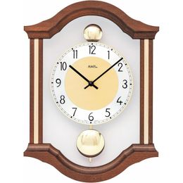 AMS Pendelwanduhr »W7447/1« Quarzuhr, Holzgehäuse, Nussbaum, Esszimmer, Wohnzimmer, Made in Germany nussbaumfarben Schöne Wanduhr mit Doppelpendel