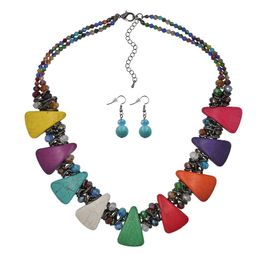 Steuer Damen Paar Ohrh&auml;nger &raquo;Set aus Collier und Ohrhaken multicolor&laquo; bunt
