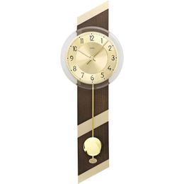 AMS Pendelwanduhr »W7412« Quarzuhr, Holzgehäuse, Esszimmer, Wohnzimmer, Made in Germany nussbaumfarben-goldfarben Schicke Pendelwanduhr