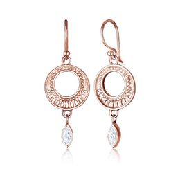 Elli Premium Paar Ohrhänger »Ohrhänger Ornament Zirkonia 925 Sterling Silber« Rosegold onesize Ohrringe für Damen im Ornament Design mit Zirkonia