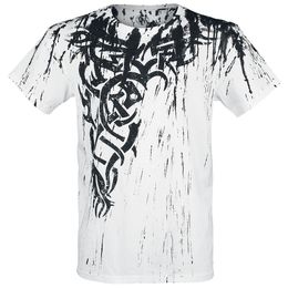 Outer Vision Wings Tattoo Splashed Strips T-Shirt wei&szlig; in 3XL 0867-OV WingsTattoo_white