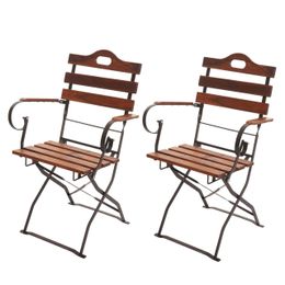 2er-Set Biergartenstuhl HWC-J40, Klappstuhl Gartenstuhl, Gastronomie-Qualität Akazie MVG-zertifiziert ~ braun
