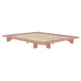 Bettgestell KARUP DESIGN "JAPAN BED Bodenbett, Holzrahmen, Futonbett, Jugendbett, Holzbett", pink (kiefer pink sky lackiert), B:188cm H:20cm L:228cm, Betten, Massivholzbett mit Lattenrost, Kiefer massiv, Bett ohne Kopfteil