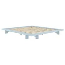 Bettgestell KARUP DESIGN "JAPAN BED Bodenbett, Holzrahmen, Futonbett, Jugendbett, Holzbett", blau (kiefer blau dream lackiert), B:208cm H:20cm L:228cm, Betten, Massivholzbett mit Lattenrost, Kiefer massiv, Bett ohne Kopfteil