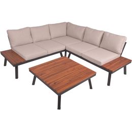 Gartenlounge-Set Garden Pleasure "THERESA", schwarz (schwarz, braun, beige), Sitzmöbel-Sets