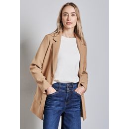 Outdoorjacke Street One, Damen, Gr. 34, braun (creamy braun), Stoff, Obermaterial: 90% Polyester, 10% Viskose; Futter: 100% Polyester, unifarben, casual, gerade kurz, V-Ausschnitt, Langarm Bündchen, Jacken, mit Reverskragen