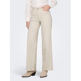 Weite Jeans Only "ONLMADISON BLUSH HW WIDE DNM CRO NOOS", Damen, Gr. XL (42), Länge 32, beige (ecru), Denim/Jeans, Obermaterial: 92% Baumwolle, 6% Elastomultiester, 2% Elasthan, unifarben, modisch, Jeans